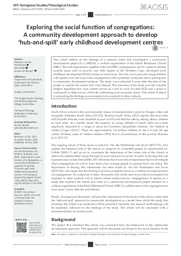(PDF) Exploring the social function of congregations A community ...