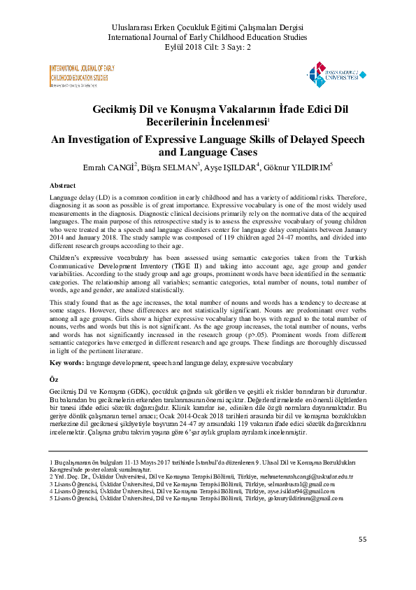 (PDF) An Investigation of Expressive Language Skills of Delayed Speech ...