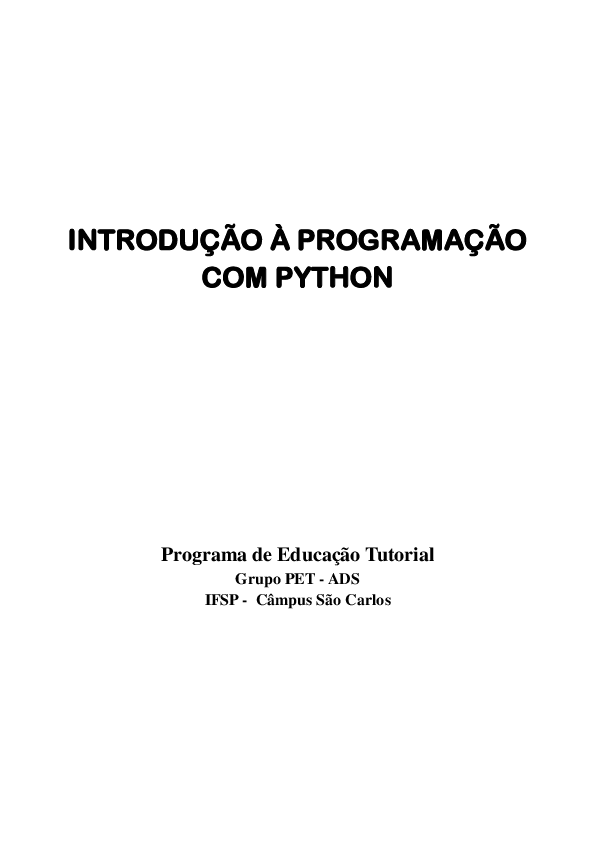 (PDF) INTRODUÇÃO À PROGRAMAÇÃO COM PYTHON Programa de Educação Tutorial ...