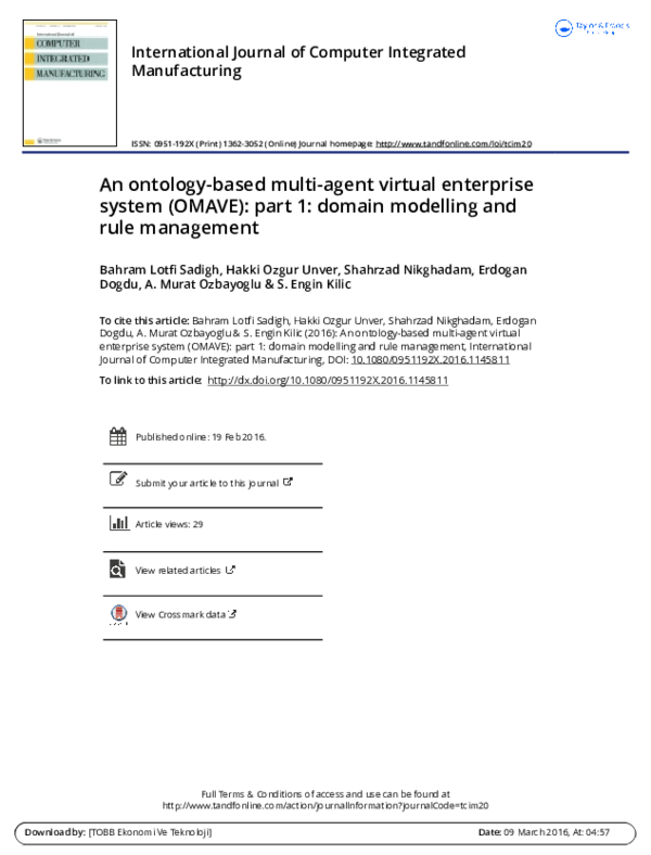 (PDF) An Ontology-based Multi Agent Virtual Enterprise System (OMAVE), Part 1: Domain Modeling ...