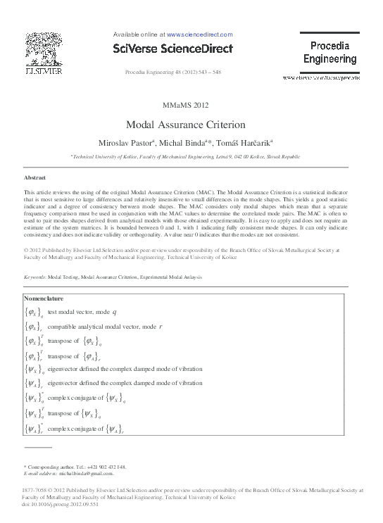 (PDF) Modal Assurance Criterion