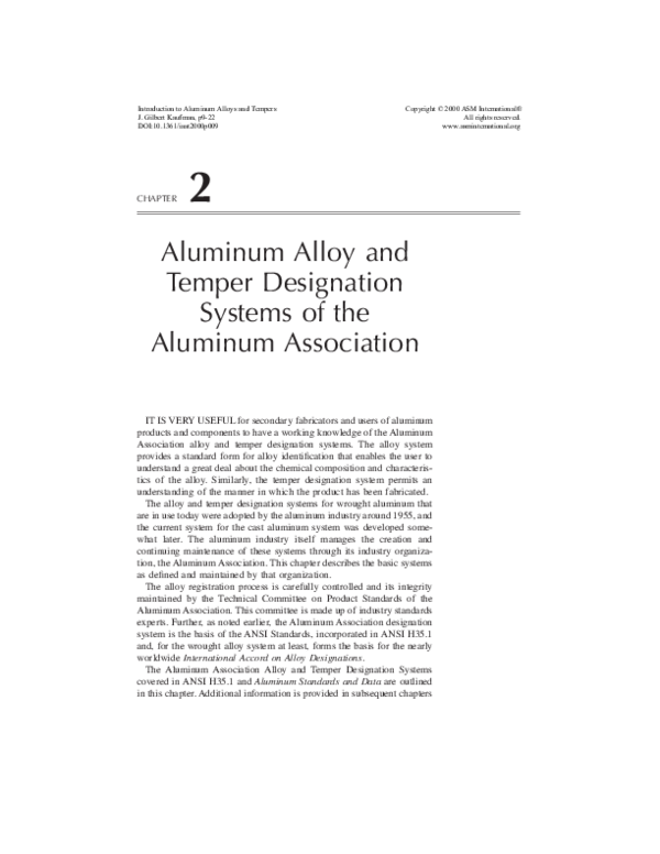 (PDF) Al Alloy and Temper Designation