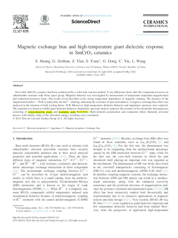 (PDF) Magnetic exchange bias and high-temperature giant