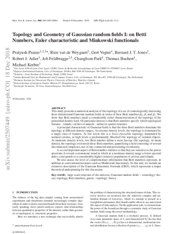 Pdf Topology And Geometry Of Gaussian Random Fields I On Betti