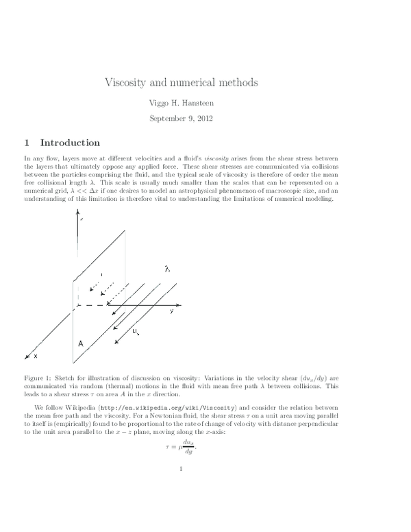 (PDF) Viscosity and numerical methods