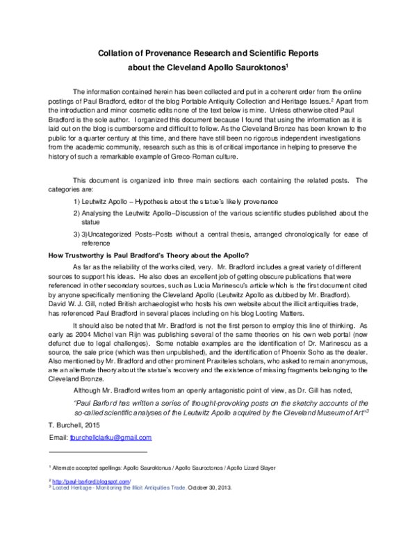 (PDF) Cleveland Apollo Provenance Timeline and Report Analysis