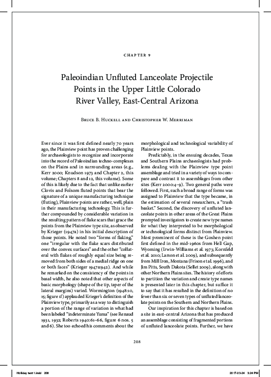 (PDF) Paleoindian Unfluted Lanceolate Projectile Points in the Upper ...
