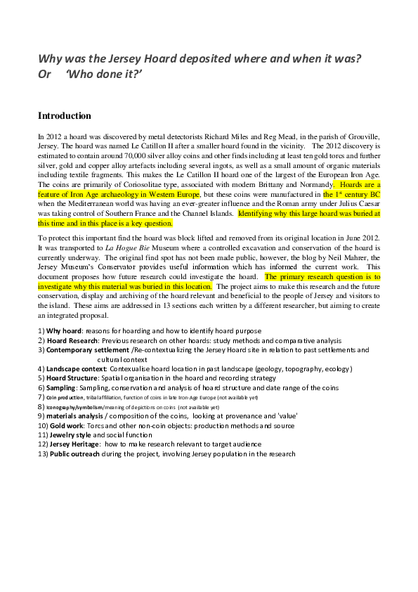 (DOC) Jersey Hoard integrated proposals