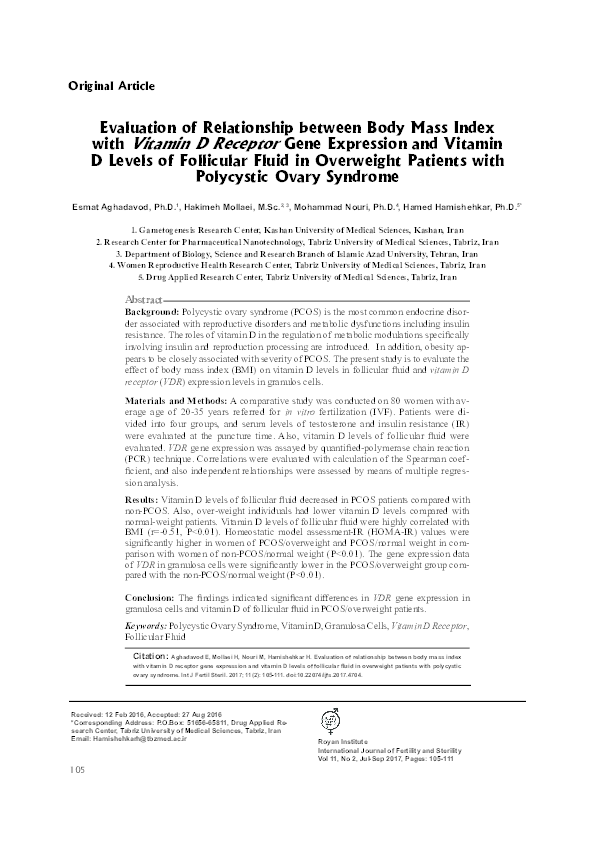 (PDF) Evaluation of Relationship between Body Mass Index with Vitamin D ... (PDF) Evaluation of Relationship between Body Mass Index with Vitamin D ...