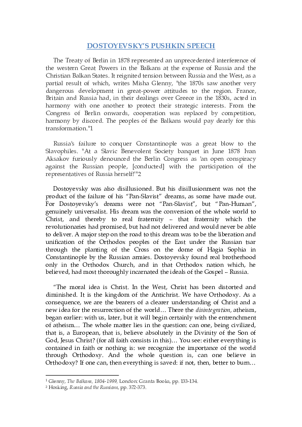 (DOC) DOSTOYEVSKY’S PUSHKIN SPEECH