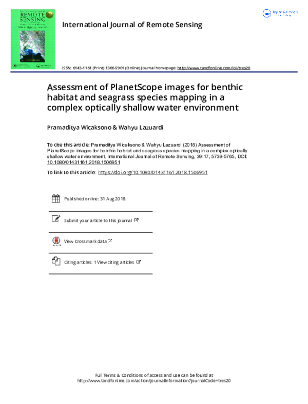 (PDF) Assessment of PlanetScope images for benthic habitat and seagrass species mapping in a ...