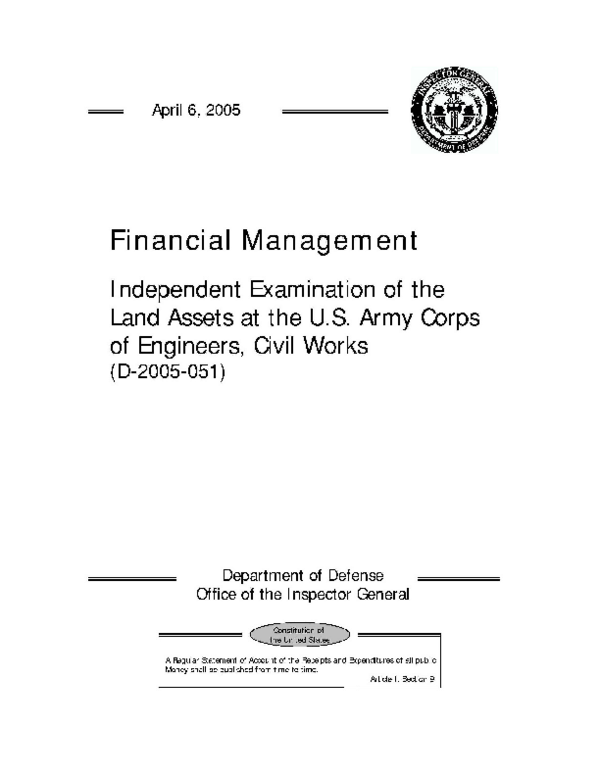(PDF) Financial Management: Independent Examination of the Land Assets ...