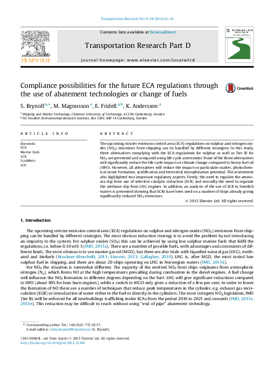 (PDF) Compliance possibilities for the future ECA regulations through ...