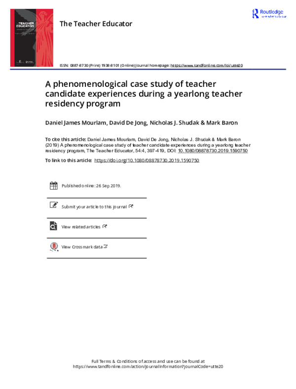 (PDF) The Teacher Educator A phenomenological case study of teacher ...