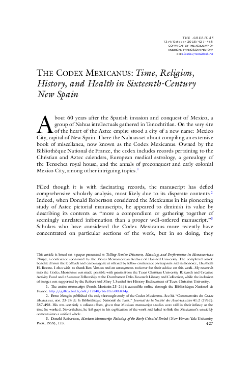 (PDF) The Codex Mexicanus: Time, Religion, History, and Health in ...