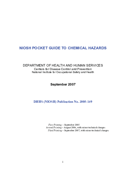 (PDF) NIOSH POCKET GUIDE TO CHEMICAL HAZARDS DEPARTMENT OF HEALTH AND HUMAN SERVICES Centers for ...