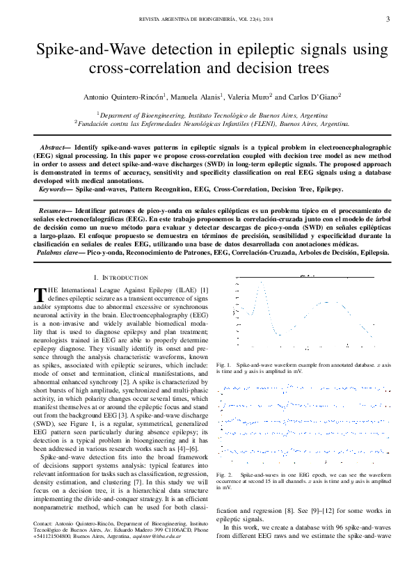 (PDF) Spike-and-Wave detection in epileptic signals using cross-correlation and decision trees