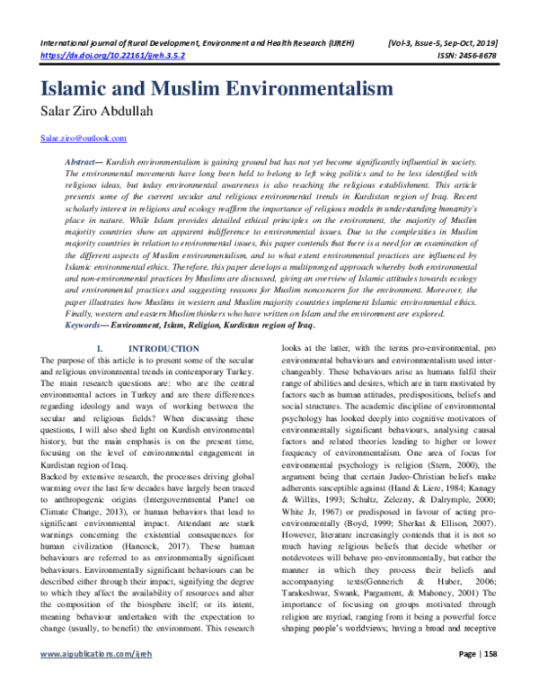 (PDF) Islamic and Muslim Environmentalism