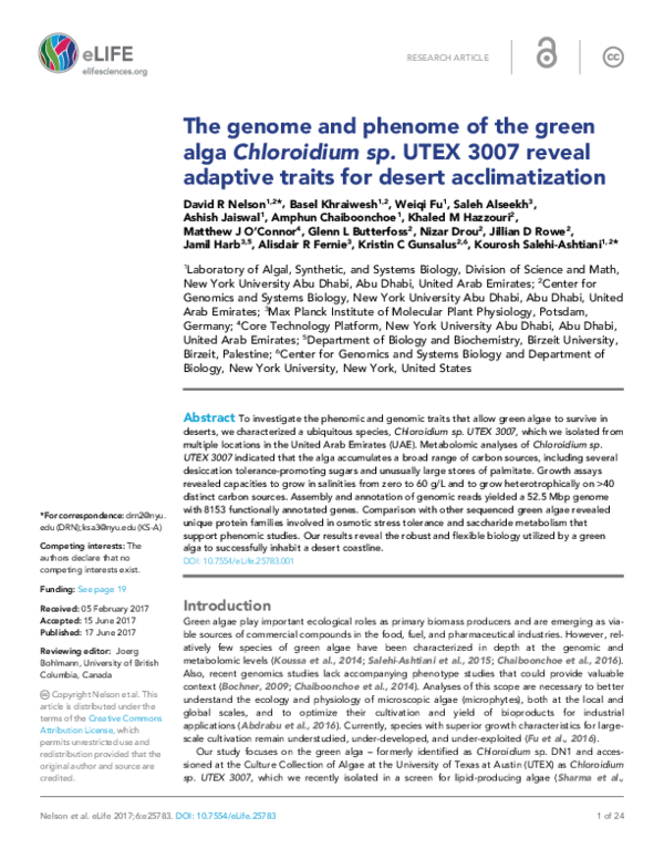 (PDF) The genome and phenome of the green alga Chloroidium sp. UTEX ...
