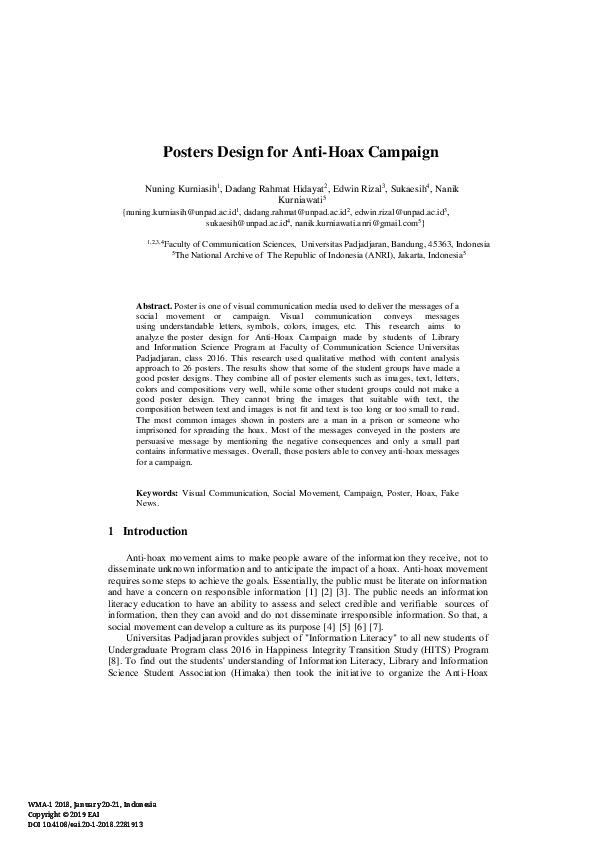 (PDF) Posters Design for Anti-Hoax Campaign