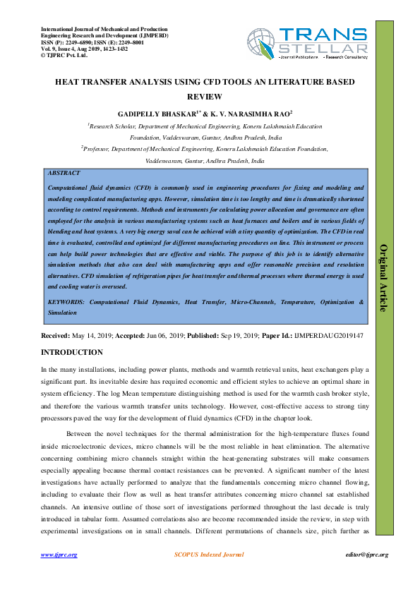 (PDF) HEAT TRANSFER ANALYSIS USING CFD TOOLS AN LITERATURE BASED REVIEW