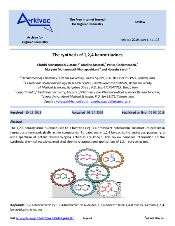 (PDF) The synthesis of 1,2,4-benzotriazines