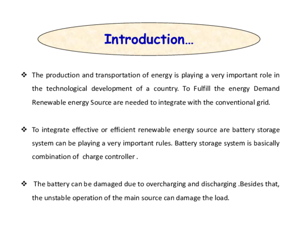 (PPT) DESIGN AND SIMULATION OF CHARGE CONTROLLER FOR BATTERY STORAGE ...