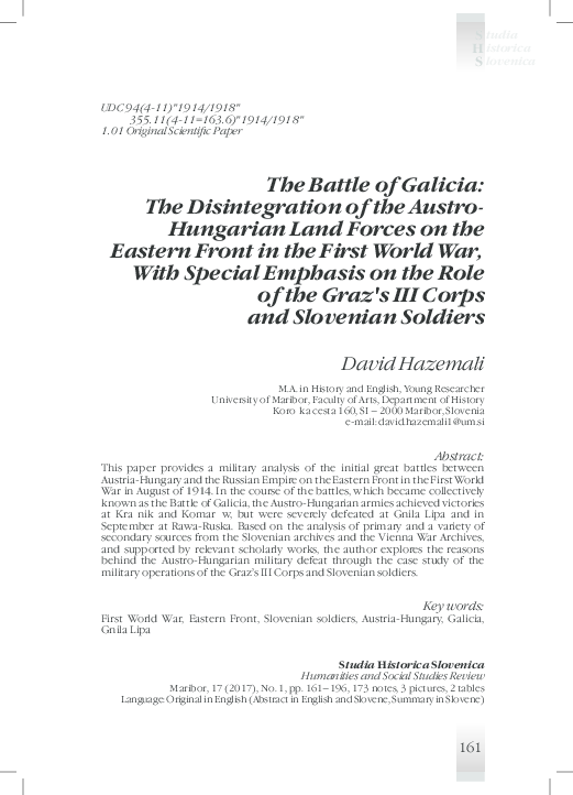 (PDF) The Battle of Galicia: The disintegration of the Austro-Hungarian ...
