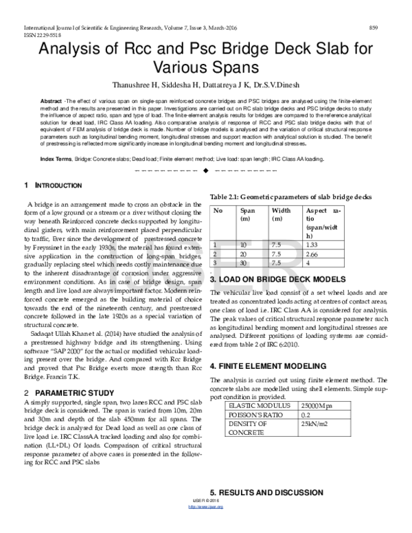 (PDF) Analysis of Rcc and Psc Bridge Deck Slab for Various Spans