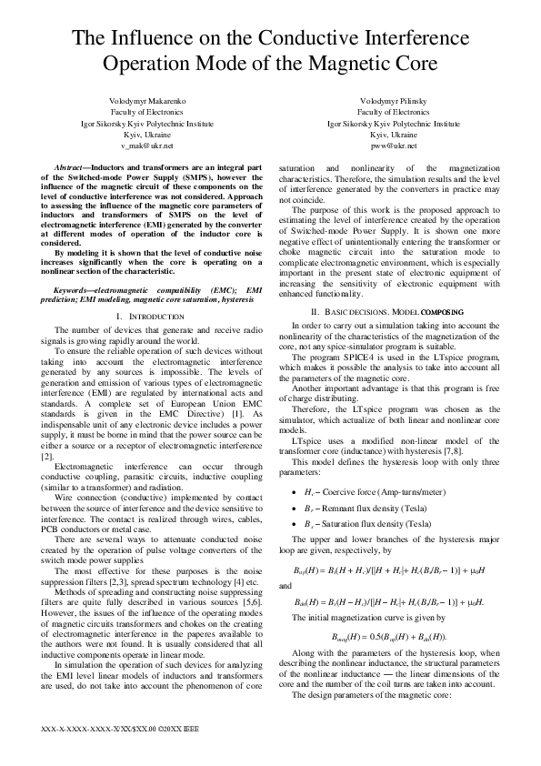 (PDF) The Influence on the Conductive Interference Operation Mode of ...