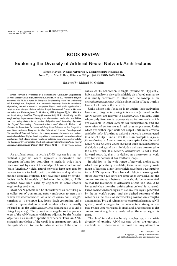 (PDF) Exploring the Diversity of Artificial Neural Network ...