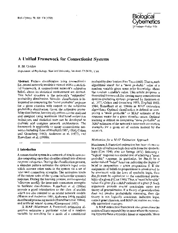 (PDF) A unified framework for connectionist systems