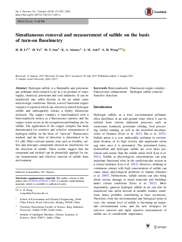 (PDF) Int. J. Environ. Sci. Technol. (2018) 15, 1193–