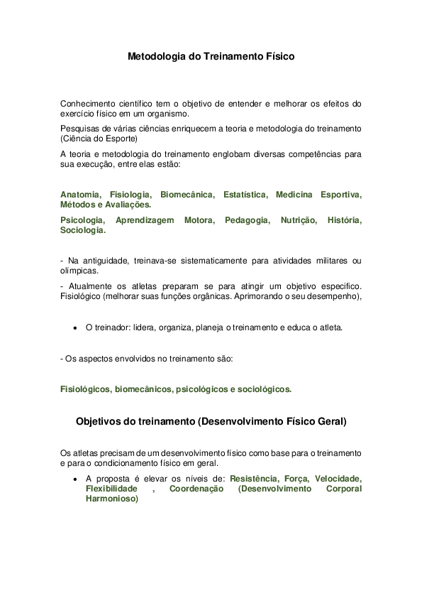 (DOC) Metodologia do Treinamento Físico