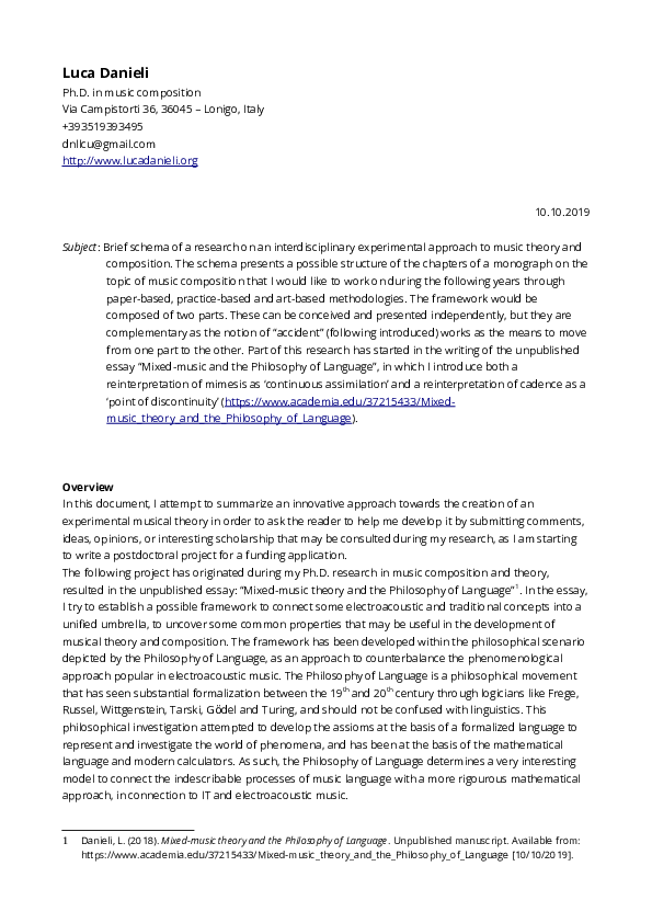 (DOC) The Converging Theory - A Postdoc Project Proposal