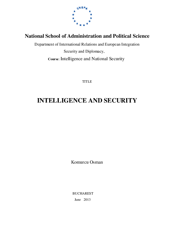 (DOC) INTELLIGENCE AND SECURITY
