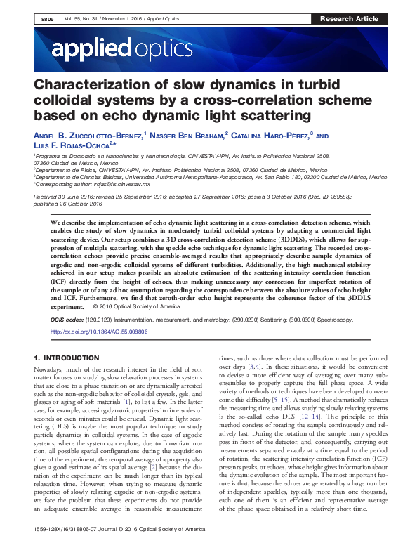 (PDF) Characterization of slow dynamics in turbid colloidal systems by a cross-correlation ...