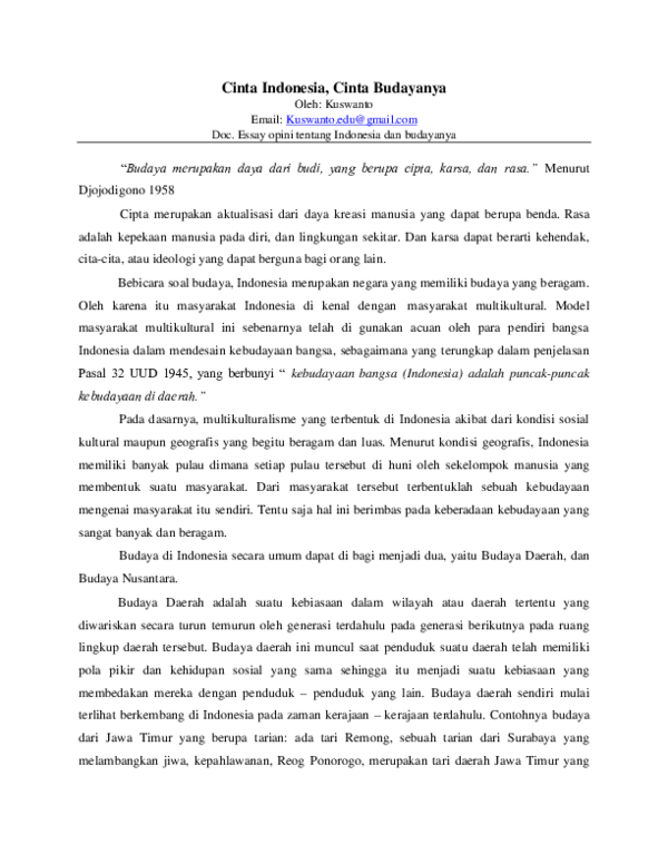 (PDF) Cinta Indonesia, Cinta Budayanya
