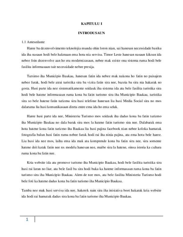 (DOC) KAPITULU I INTRODUSAUN