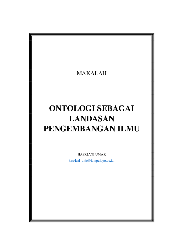 (PDF) Ontologi Sebagai Landasan Pengembangan Ilmu