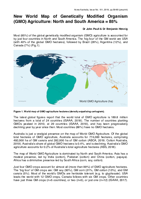 (PDF) New World Map of Genetically Modified Organism (GMO) Agriculture ...