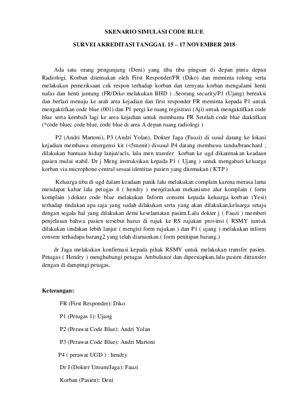 (DOC) Skenario simulasi code blue
