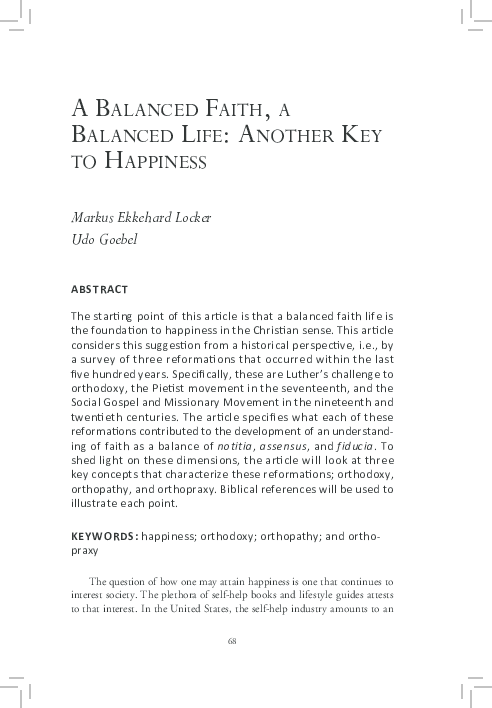 (PDF) A Balanced Faith, A Balanced Life: Another Key to Happyness