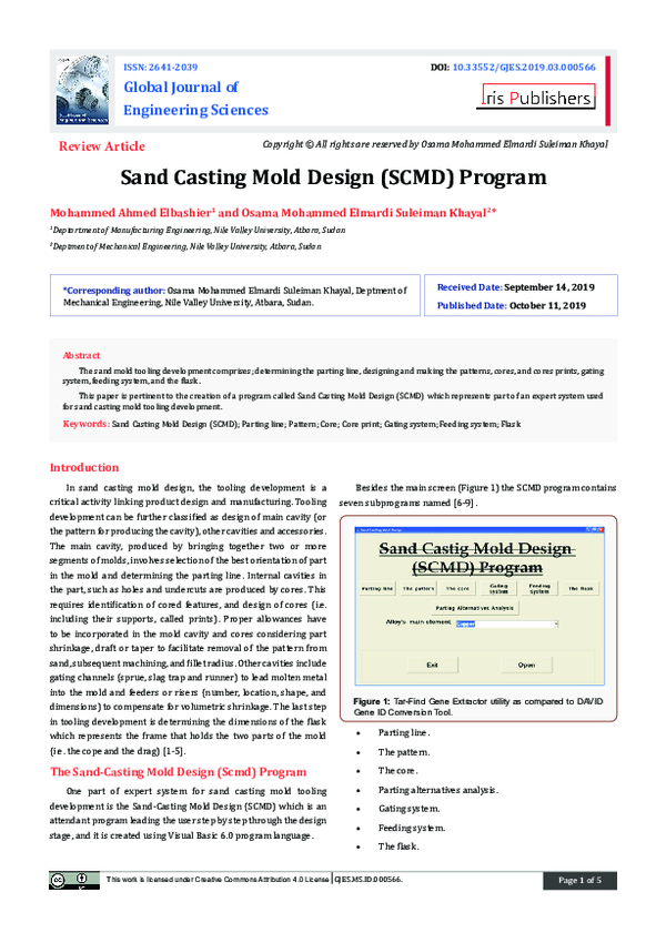 (PDF) Sand Casting Mold Design (SCMD) Program