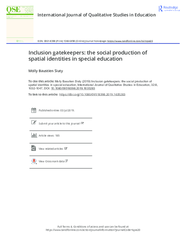 (PDF) Inclusion gatekeepers: the social production of spatial ...