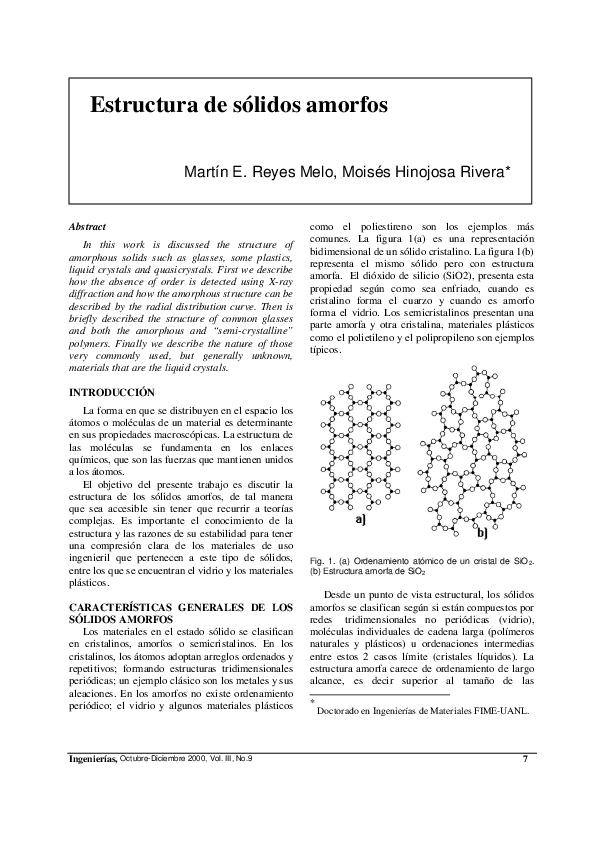 (PDF) Estructura de sólidos amorfos