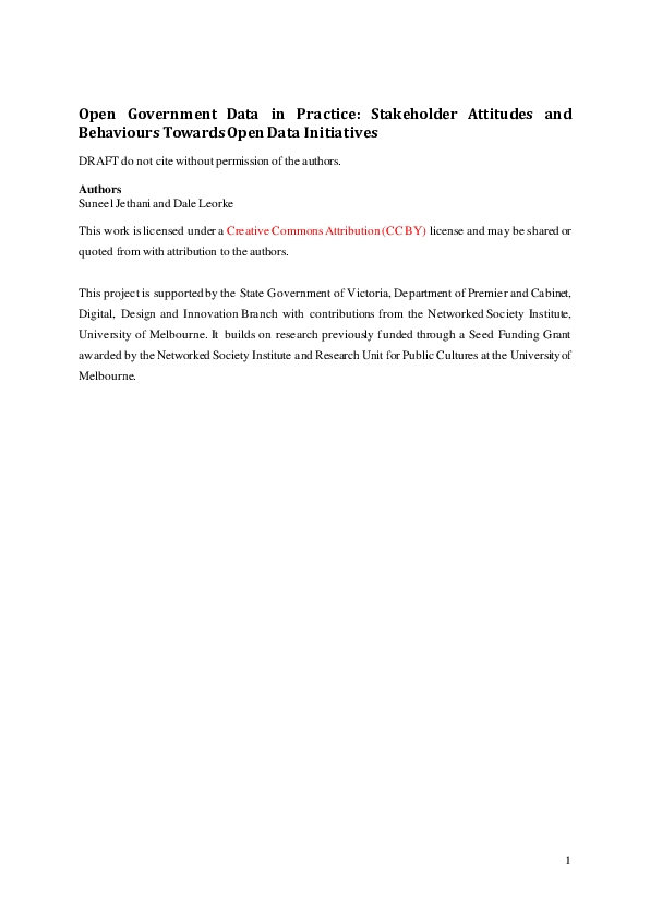 (PDF) Open Government Data in Practice: Stakeholder Attitudes and ...