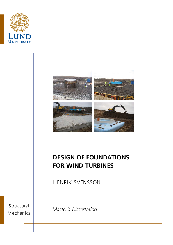 (PDF) DESIGN OF FOUNDATIONS FOR WIND TURBINES