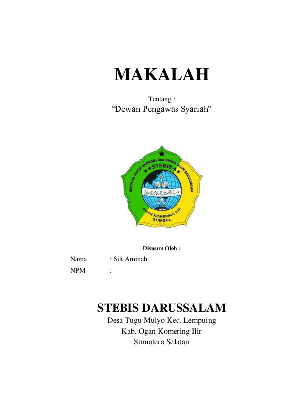 (PDF) "Dewan Pengawas Syariah" STEBIS DARUSSALAM