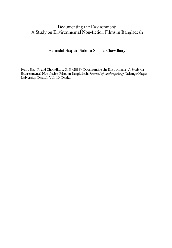 (PDF) Documenting the Environment: A Study on Environmental Non-fiction ...